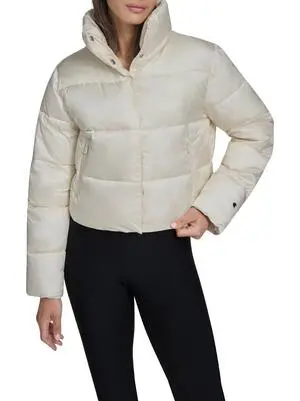 Champion Water Resistant Crop Puffer Jacket White