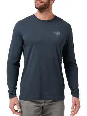 Travis Mathew Favorite Place Long Sleeve Cotton Graphic Pocket T-shirt - Total Eclipse