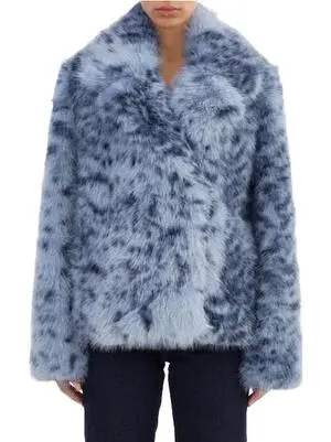 LAMARQUE Ravenna Faux Fur Coat - Blue Leopard