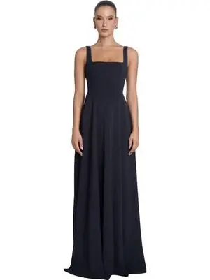 LEAU Siren Square Neck Corset Maxi Dress - Black