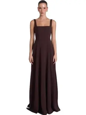 LEAU Siren Square Neck Corset Maxi Dress - Brown