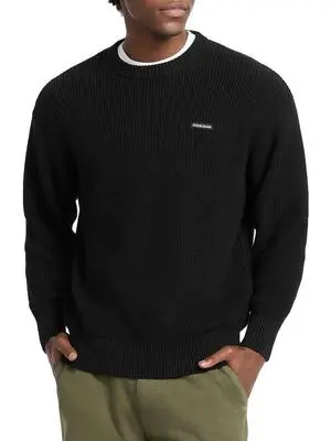Guess Logo Patch Organic Cotton Sweater - Jet Black