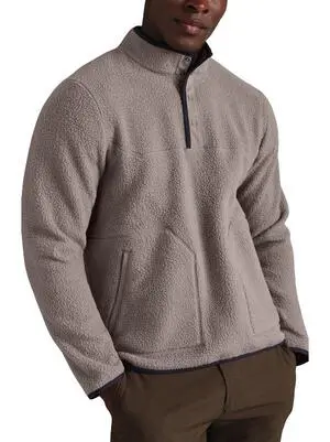 RHONE Fairbanks Fleece Quarter Snap Pullover - Foggy Taupe
