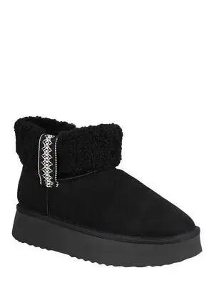 Mia Iceland Faux Shearling Platform Bootie - Black