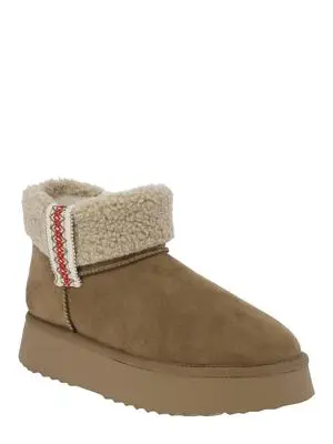 Mia Iceland Faux Shearling Platform Bootie - Chestnut