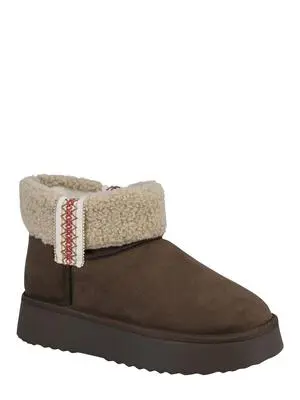 Mia Iceland Faux Shearling Platform Bootie - Chocolate