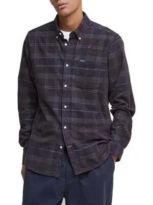 Barbour Blair Tailored Fit Plaid Cotton Corduroy Button-down Shirt - Midnight Oak Tartan