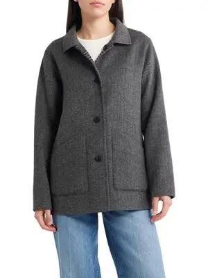 Pendleton Reversible Wool Blend Jacket - Charcoal Herringbone