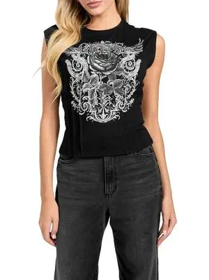 Guess Embellished Graphic T-shirt - Black-black