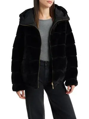Via Spiga Faux Fur Zip-up Jacket - Black