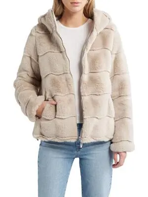 Via Spiga Faux Fur Zip-up Jacket - Warm Grey