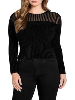 Guess Rib Chenille Sweater - Black-black