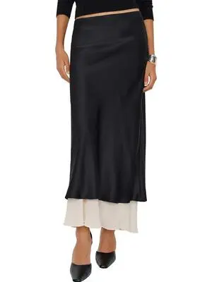 REFORMATION Marcia Layered Silk Maxi Skirt