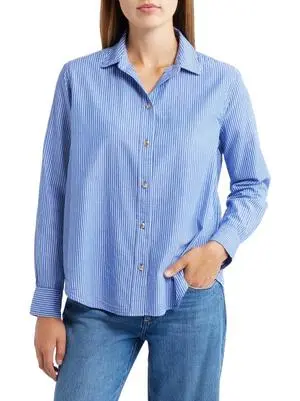 BEACHLUNCHLOUNGE Bentley Stripe Cotton Button-up Shirt - Royal Night