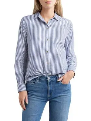 BEACHLUNCHLOUNGE Bentley Stripe Cotton Button-up Shirt - Santorini