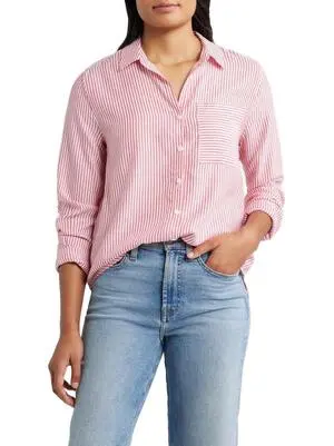 BEACHLUNCHLOUNGE Eden Long Sleeve Button-up Shirt - Kir Royale