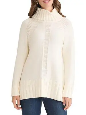 Jones New York Mixed Stitch Turtleneck Sweater - Jones White
