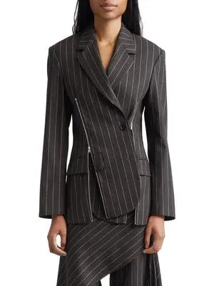 Monse Deconstructed Pinstripe Stretch Wool Blazer - Brown