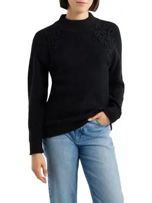 Wit & Wisdom Soutache Mock Neck Sweater - Black