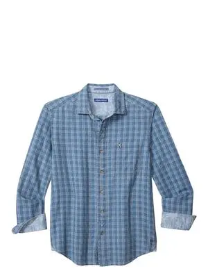 Tommy Bahama Lopez Island Check Cotton Dobby Button-up Shirt - Light Indigo