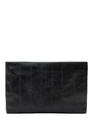 ALLSAINTS Bettina Eel Skin Embossed Leather Clutch - Black