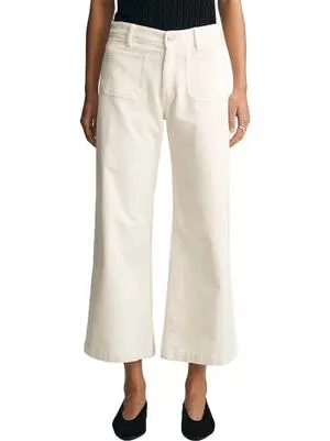 MAVI Paloma Marine Patch Pocket Ankle Wide Leg Corduroy Pants - White Cord
