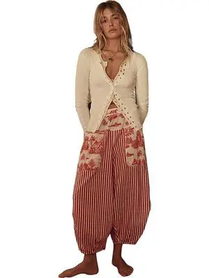 Free People Balloon Lounge Pants Cerise Combo