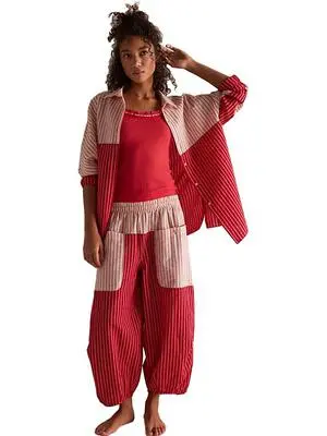 Free People Balloon Lounge Pants - Red Combo