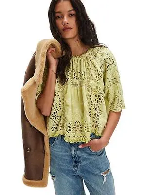 MAGNOLIA PEARL Eyelet Gabriella Blouse - Green