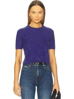 Autumn Cashmere Cropped Short Sleeve Crew Top - Deep Sea