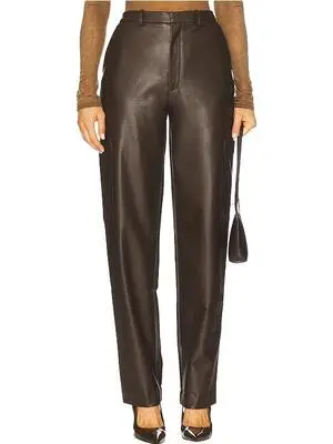 Lapointe Stretch Faux Leather Tapered Pant - Brown