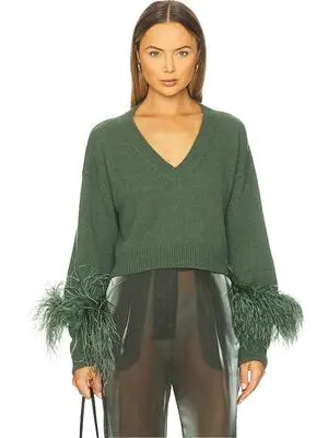 Lapointe Cashmere Cropped V-neck Sweater - Green