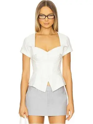 GUIZIO Button Down Corset - White