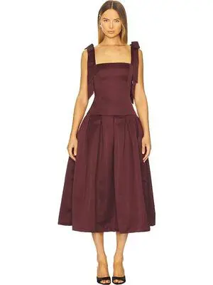 MORE TO COME Iva Midi Dress - Burgundy
