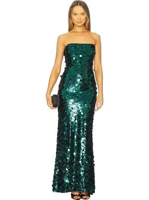 Bronx And Banco Farah Sequin Strapless Maxi Dress - Emerald Green