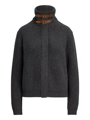 Ralph Lauren Ribbed Buckled-neck Cardigan - Grey