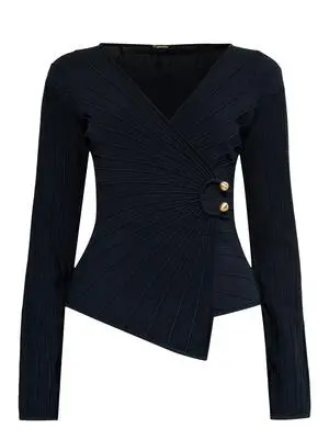 Cult Gaia Ribbed Top - Navy Blue
