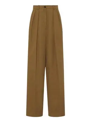 THE ROW Igor Cotton And Cashmere Trousers - Brown