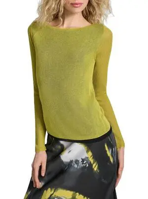 Dkny Double Layer Boat Neck Sweater Citronella/black