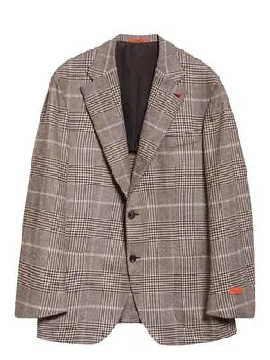 Isaia Marechiaro Glen Plaid Cashmere Blend Hopsack Sport Coat - Dark Brown 450