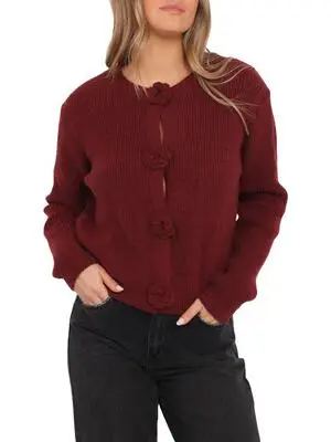 PETAL & PUP Jones Rosette Cardigan - Burgundy