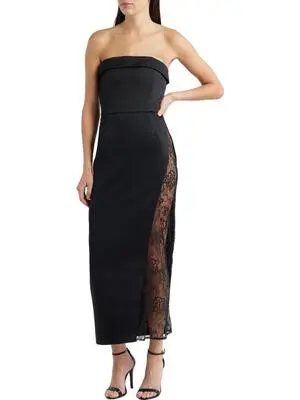 DELFI COLLECTIVE Nourisse Lace Inset Strapless Gown - Black