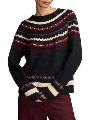 Lucky Brand Fair Isle Crewneck Sweater - Black Iris
