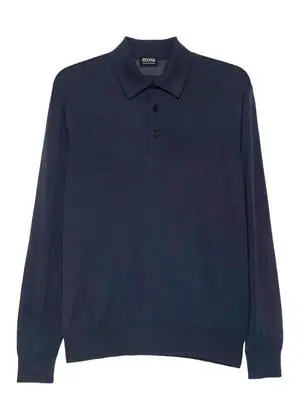 Zegna Long-sleeved Polo Shirt - Blue
