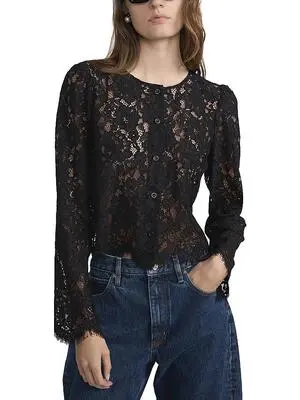 FRAME The Lace Blouse - Black