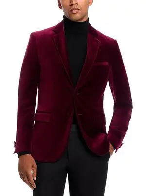 Hugo Arti Slim Fit Velvet Dinner Jacket - Dark Red