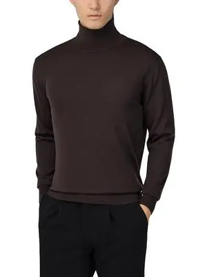 Boggi Milano Extra Fine Merino Wool Turtleneck Sweater - Brown