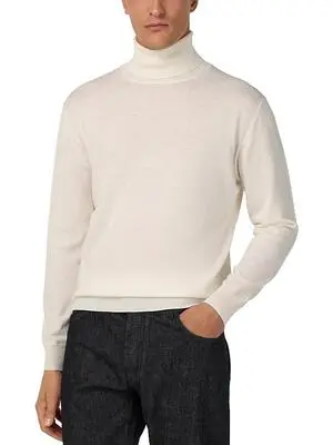 Boggi Milano Extra Fine Merino Wool Turtleneck Sweater - White