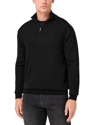 Boggi Milano Extra Fine Merino Wool Half Zip Sweater Black
