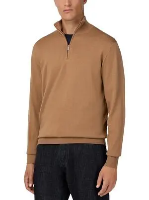 Boggi Milano Extra Fine Merino Wool Half Zip Sweater Hazelnut